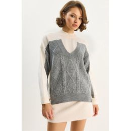 Rundhals-Strickpullover mit Argyle-Muster