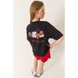 &Uuml;bergr&ouml;&szlig;e Crew Neck T-Shirt mit R&uuml;ckendruck