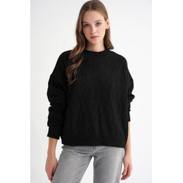 Rippstrickpullover mit Haarkreuzmuster