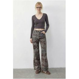 Hochtaillierte Paisley-Print Jeans mit geradem Bein
