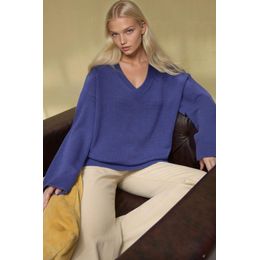 Dicker Strick-V-Ausschnitt-Pullover