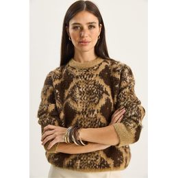 &Uuml;berma&szlig;iger Strickpullover mit Leopardenmuster