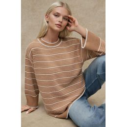 Gestreifter Rundhalsausschnitt-Pullover