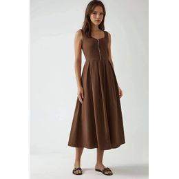 Maxi A-Linien Kleid mit Rundhalsausschnitt und Rei&szlig;verschluss