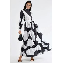Maxikleid mit Bindungsdetail und halbem Turtleneck