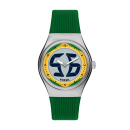 Quarzuhr Fossil "Archival Big Tic", gr&uuml;n, silberfarben, edelstahlfarben, Armbanduhren, Herren, Quarzuhr, Armbanduhr, Herrenuhr, Silikonarmband, analog, digital