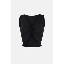 Solides Rippen-Twist-Front-Crop-Top