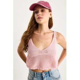 Strukturiertes V-Ausschnitt &Auml;rmelloses Enges Crop-Top