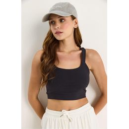Taillierte Quadratische Kragen Crop-Bluse