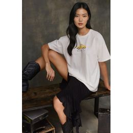 100% Baumwolle &Uuml;bergro&szlig;es Bedrucktes Rundhals-Baumwoll-T-Shirt