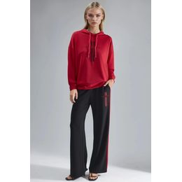 Modal Touch Kapuzen-Sweatshirt & gestreifte Detail-Hosen Set