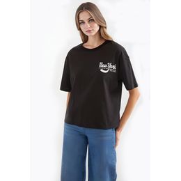 Bedrucktes Rundhals-Losen T-Shirt