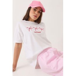 Besticktes Baumwoll Crew-Neck T-Shirt