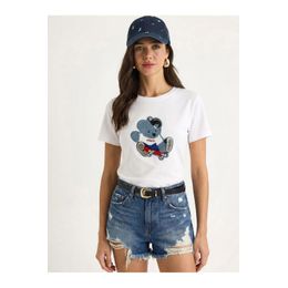 Besticktes Rundhals-T-Shirt