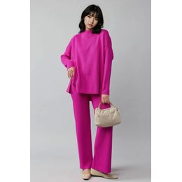 Rippstrick-Set mit Basic-Pullover und Hose