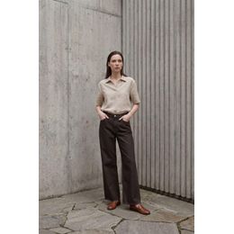 Hochtaillierte gerade Denim-Jeans