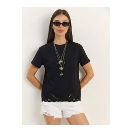 Besticktes Rundhals-T-Shirt