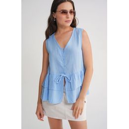 V-Ausschnitt Knopf-Bluse aus Baumwolle