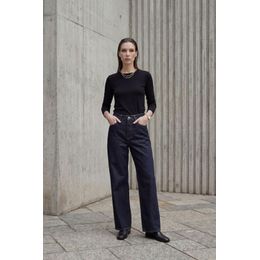 Hochtaillierte gerade Denim-Jeans