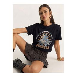 Blumenmuster Rundhals Strick-T-Shirt