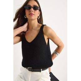 V-Ausschnitt Rippstrickbluse