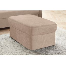 Polsterhocker DOMO collection "ELVA elegant, bequem und hochwertig", beige (natur), B:60cm H:39cm T:60cm, (gepr&auml;gte) Luxus-Microfaser (100% Polyester);Kunstleder SOFTLUX / Struktur ( 100% Polyester);Microfaser PRIMABELLE (100% Polyester), Hocker, Polsterhocker, passend zu den Sitzm&ouml;beln der Serie ELVA