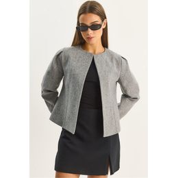 Strukturierte Jacke mit offener Kragen und Futter