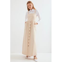 Maxikleid mit Quadratkragen in A-Linie und Knopfverschluss