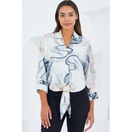 Gedrucktes Crop-Shirt mit Pompon-Detail