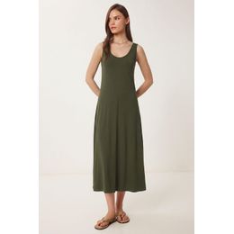 U-Kragen Midi-Kleid