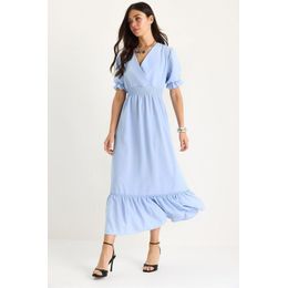 V-Ausschnitt Midi-Kleid mit Schleife