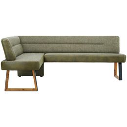 Voleo Eckbank, Gr&uuml;n, Eiche, Holz, Metall, Eiche, massiv, 4-Sitzer, L-Form, 215x173 cm, Fu&szlig;auswahl, in verschiedenen Gr&ouml;&szlig;en erh&auml;ltlich, Esszimmer, B&auml;nke, Eckb&auml;nke