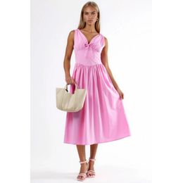 V-Ausschnitt Midikleid mit Schleifendetail