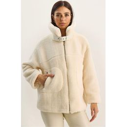 Oversized Pl&uuml;sch Strick Pufferjacke mit Rei&szlig;verschluss