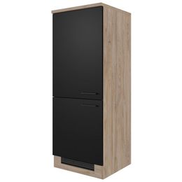 FlexWell Ger&auml;teumbauschrank, Schwarz, Eiche, Holzwerkstoff, 1 F&auml;cher, einzeln stellbar, einmalig seitenverkehrt montierbar, 60x160.6x60 cm, Made in Germany, K&uuml;chen, K&uuml;chenm&ouml;bel, K&uuml;chenschr&auml;nke, Ger&auml;teumbauschr&auml;nke