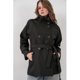 Regul&auml;r Fit Trenchcoat mit Kragenjacke