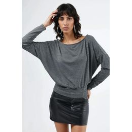Gestreifte Bootsausschnitt-Bluse
