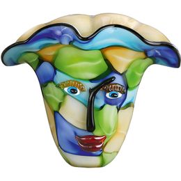 Tischvase CASABLANCA BY GILDE "Visto, H&ouml;he ca. 31 cm", blau (blau, gr&uuml;n), B:37cm H:31cm T:22cm, Glas, Vasen, dekorative Vase aus Glas, Blumenvase