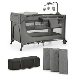 Kinderkraft Reisebett Joy 2, Dunkelgrau, 60x120 cm, zusammenklappbar, Ausstieg, Babym&ouml;bel, Babybetten, Reisebetten