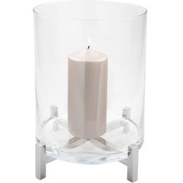 Windlicht Fink "YONO, Weihnachtsdeko", silber (silberfarben), B:26cm H:35cm T:26cm, Edelstahl, Glas, Kerzenhalter, Windlicht, aus Edelstahl und Glas