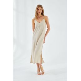 V-Ausschnitt Schlitz-Midi-Kleid