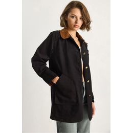 Gabardine-Jacke mit Wollimitat-Kragen