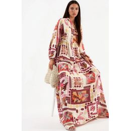 V-Ausschnitt gemustertes Maxikleid