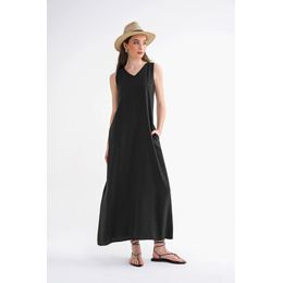 V-Ausschnitt &auml;rmelloses Maxikleid mit Taschen