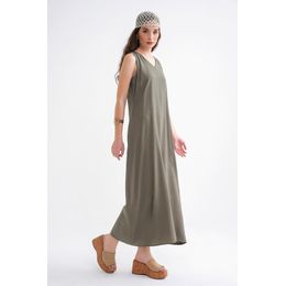 &Auml;rmelloses Maxikleid mit V-Ausschnitt und Taschen