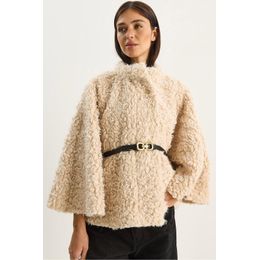 Oversize-Pl&uuml;schmantel mit Jackenkragen