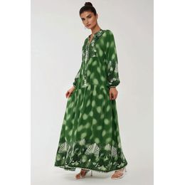Bedrucktes lang&auml;rmeliges Viskose-Maxikleid