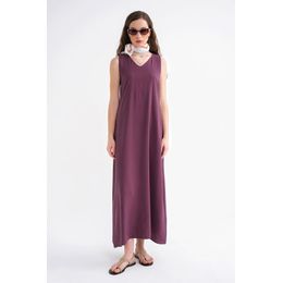 &Auml;rmelloses V-Ausschnitt-Maxikleid mit Taschen