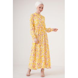 Maxikleid mit Muster und Knopfverschluss