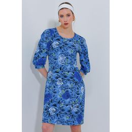 Besticktes Blumen-Midikleid mit dreiviertel &Auml;rmeln